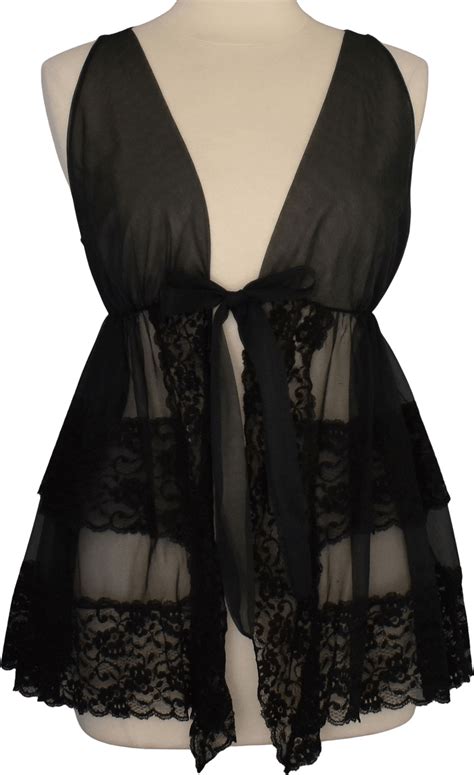 Vintage 60s Black Sheer Nylon Chiffon And Lace Top 1960s Pajama Top Shop Thrilling