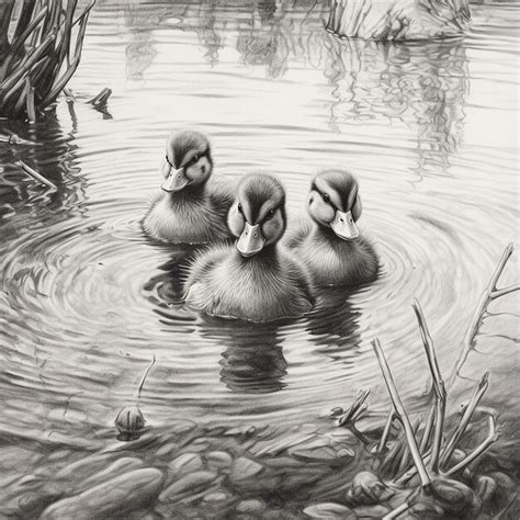 Los Patitos Nadan En Un Estanque Natural Ai Generativa Foto Premium