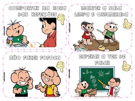 Regrinhas e Combinados da Turma da Mônica Educação e Transformação