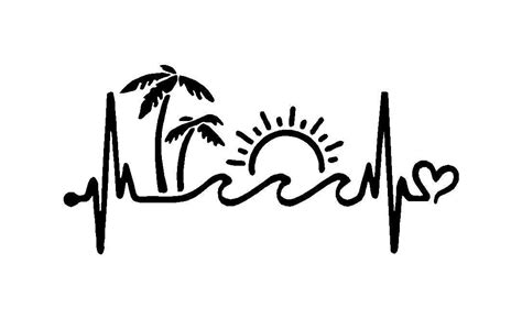 Beach Life Heartbeat Vinyl Window Decal Etsy
