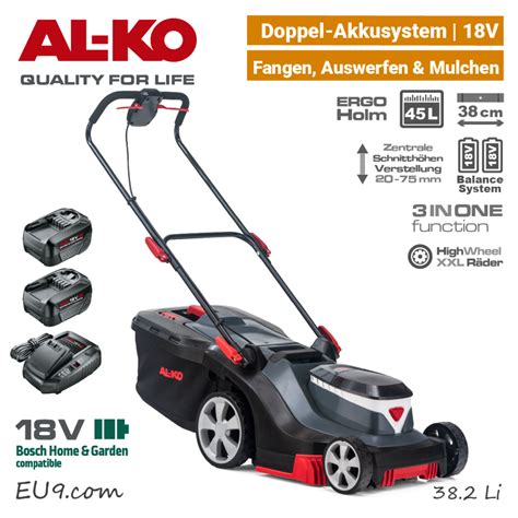 NEU 2024 ALKO 38 2 Li Comfort 18V 18V Akku Rasenmäher