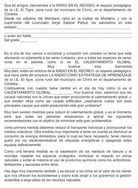 un guión teatral sobre el calentamiento global porfa es para hoy día en