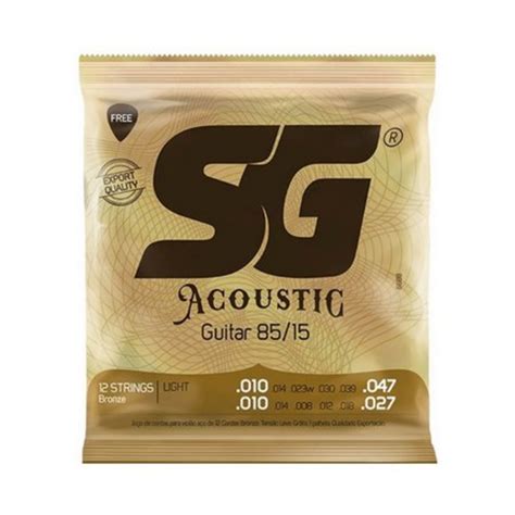 Encordoamento 010 010 Aço 85 15 para Violão Aço Bronze 12 Cordas em Aço