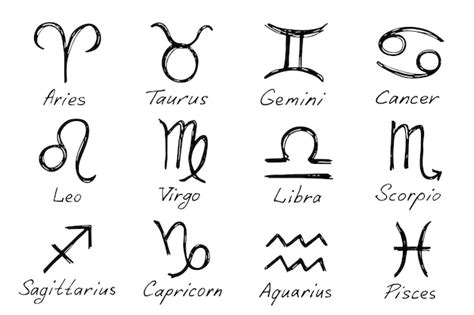 Premium Vector Hand Drawn Zodiac Signs Esoteric Symbol Doodle Set