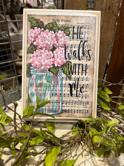 He Walks With Me Hymn Board Sign In The Garden Sympathy Gift