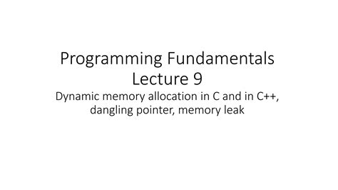 PF UE LEC 7 Pointers Programming Fundamentals 2 Pptx