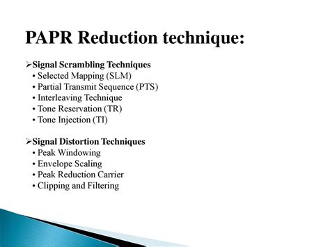 papr reduction using slm and pts ” ppt download
