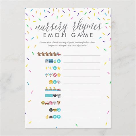Baby Shower Emoji Game Card Nursery Rhymes Artofit
