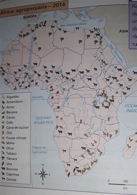Reveja o mapa de climas da África e identifique um cultivo importante