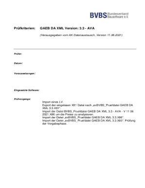 Ausfüllbar Online GAEB Datenaustausch mit California G W Software AG