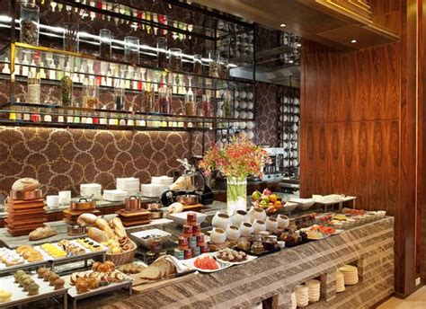 Hotel Breakfast Buffet Spread Delicious Selection Of Food And Drinks