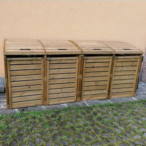 Porta Bidoni Da Esterno Doppio 145 6 X 92 X 120 H Cm In Legno Trattato
