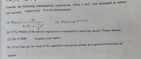 solved consider the following mathematical expressions