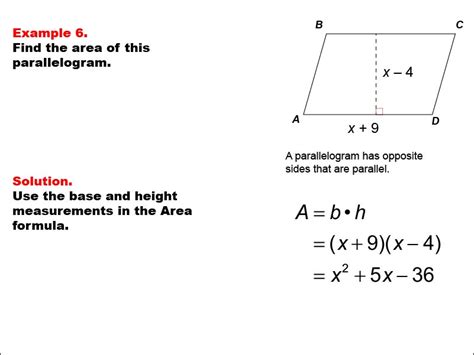 math examples collection quadrilateral area and perimeter media4math