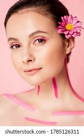 Naked Beautiful Woman Pink Lines On Stock Photo 1785126311 Shutterstock