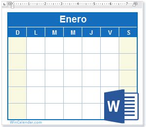 Calendario Word 2021 Gratis Plantillas En Blanco Y Para Imprimir