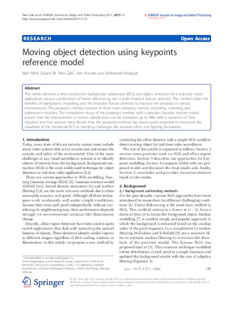 pdf moving object detection using keypoints w mimi diyana w zaki