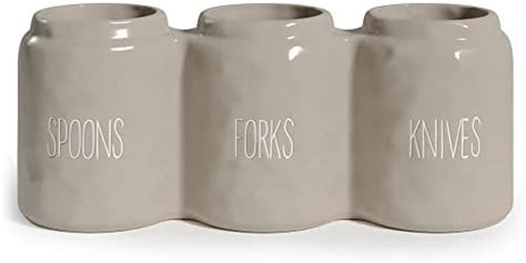 Bekith 3 Piece Ceramic Silverware Caddy With Metal Rack Utensil Holder