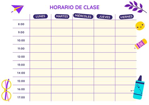 5 Plantillas De Horario Escolar En Word Para Rellenar E Imprimir