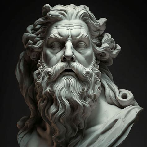A Statue Of A Man With Long Hair And Beard