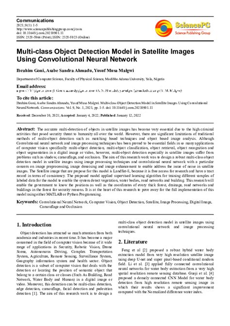 pdf multi class object detection model in satellite images using convolutional neural network