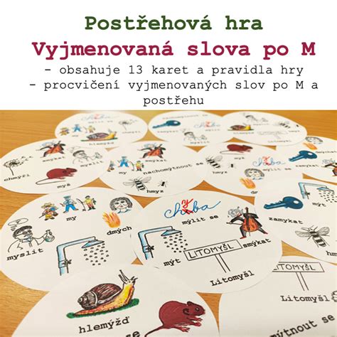 Postřehová hra Vyjmenovaná slova po M Český jazyk gramatika