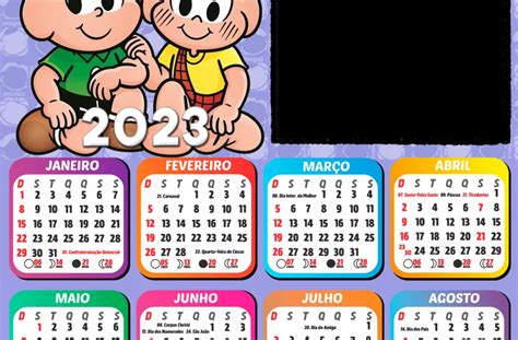 Calendário 2023 Turma da Mônica PNG Moldura Imagem Legal