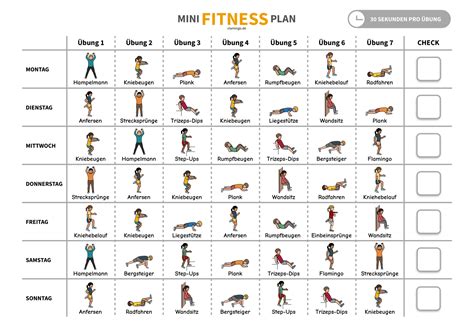 Mini Fitness Plan für 1 Woche Homeschooling Workout für Zuhause