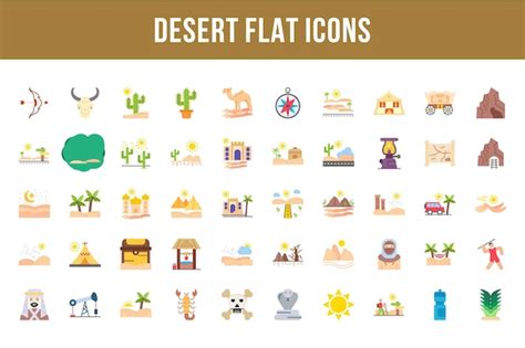 Iconos Multicolores Planos Del Desierto Vector Premium