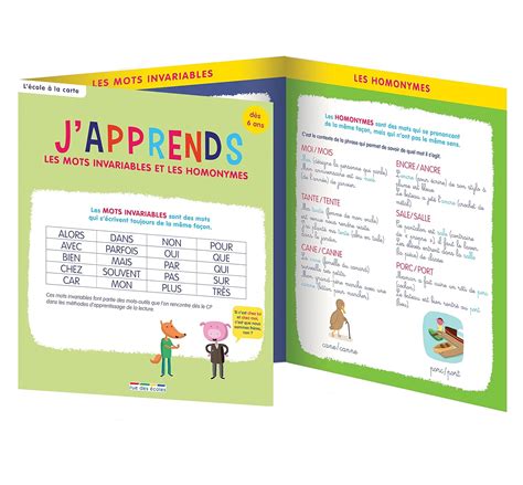 J apprends les mots invariables et les homonymes Rue des écoles