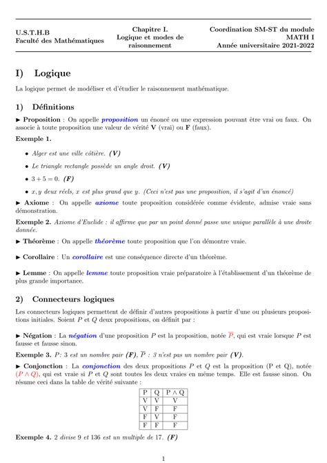 Solution Chapitre Logique Et Modes De Raisonnement Ann E