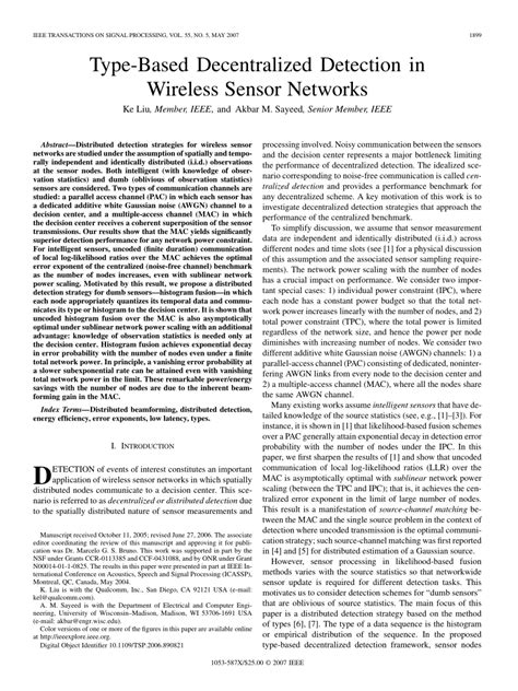 pdf type based decentralized detection in wireless sensor networks
