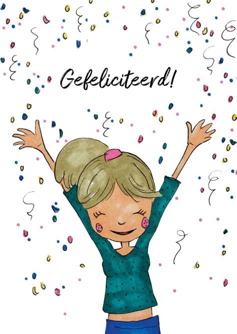 Verjaardagskaart Meisje Confetti Hoera Kaartje Go