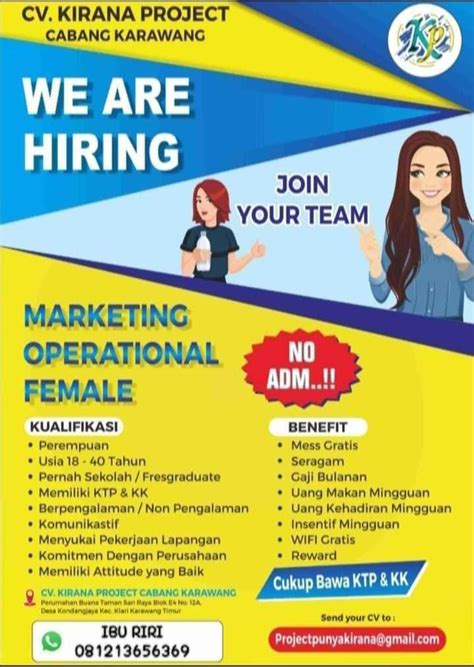 Lowongan Kerja CV Kirana Project Penempatan Cabang Karawang LOKER