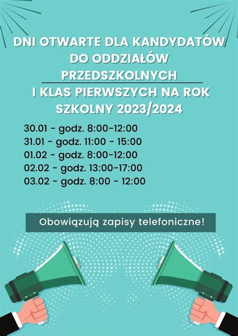 Dni Otwarte Dla Kandydat W Do Oddzia W Przedszkolnych I Klas