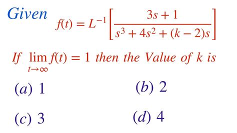Laplace Transform Final Value Theorem Solved Problem YouTube