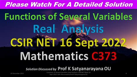 functions of several variables real analysis csir net math 16 sept 2022 soln discd by prof