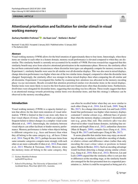 pdf attentional prioritisation and facilitation for similar stimuli in visual working memory
