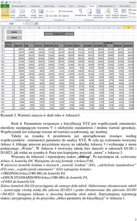 Zastosowanie Arkusza Kalkulacyjnego Excel Do Analizy ABC XYZ PDF