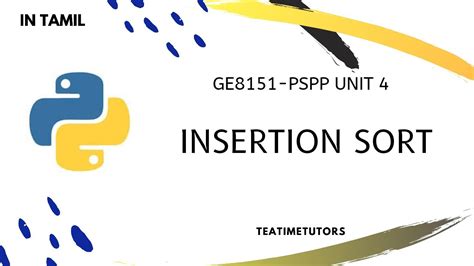 Insertion Sort In Python Explained In Tamil Sorting Technique YouTube