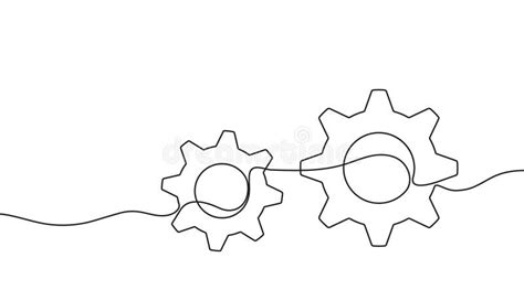 Gears One Line Drawing One Continuous Line Illustration Of Gears