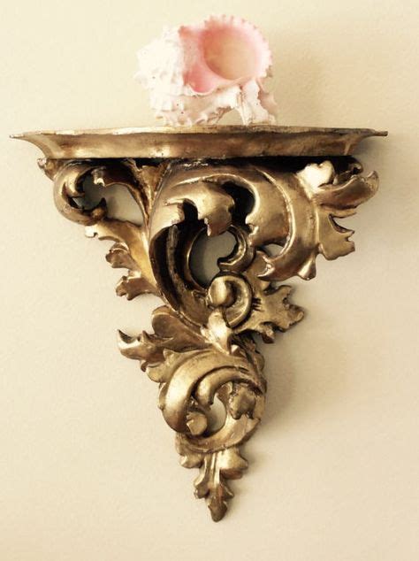 Beautiful Bright Gold Gilt Floentine Wood Wall Shelf Sconce Carved