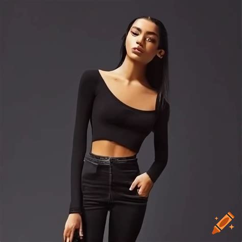 Black Skinny Jeans And Crop Top Outfit On Craiyon