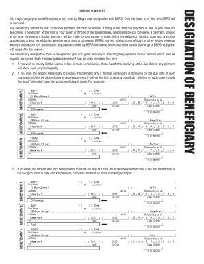 Fillable Online Nycbers Designation Of Beneficiary Instructions
