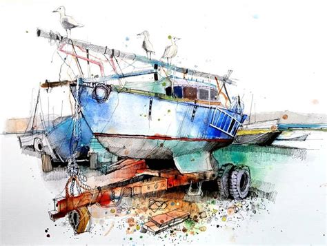 Ian Fennelly On Instagram Heswall Boatyard Watercolour And Pen