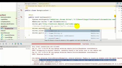 lecture 13 common exceptions in selenium webdriver in java youtube