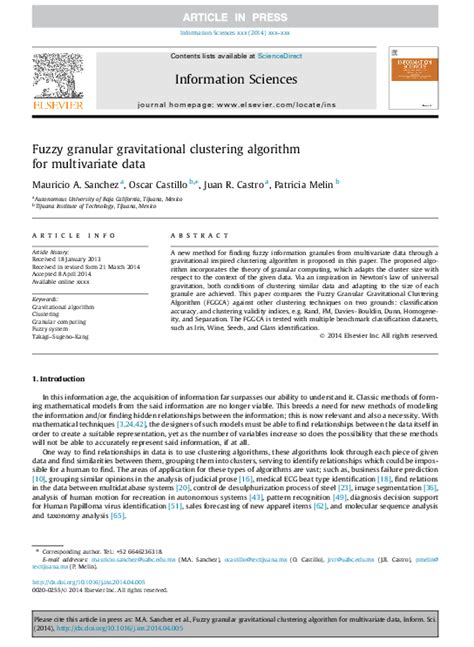 pdf fuzzy granular gravitational clustering algorithm for multivariate data oscar castillo