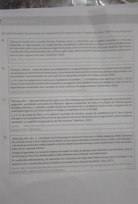 en qué situación las personas se organizan de manera justa y respetuosa