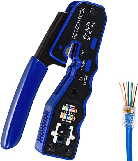 RJ45 Crimp Tool Pass Through Crimper Cutter For Cat6a Cat6 Cat5 Cat5e
