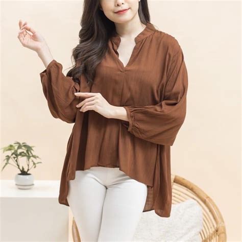 Jual YUKA KEMEJA BLOUSE CRINKLE AIRFLOW KEMEJA WANITA LEHER V NECK